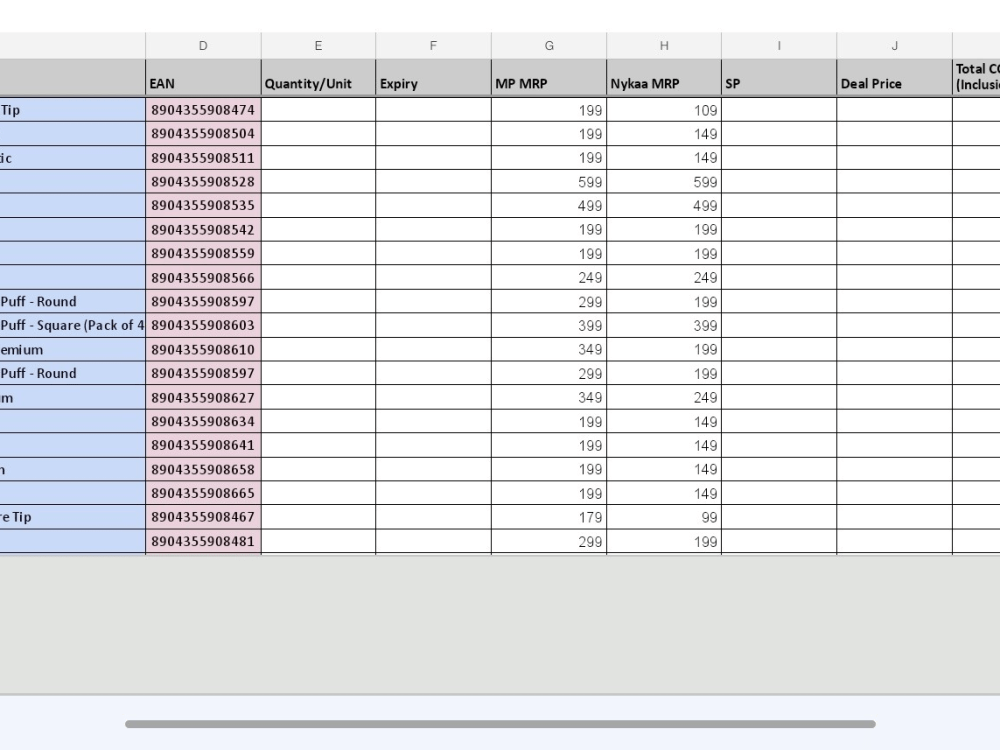 Cost of Goods Sold(COGS) Sheet | Upwork