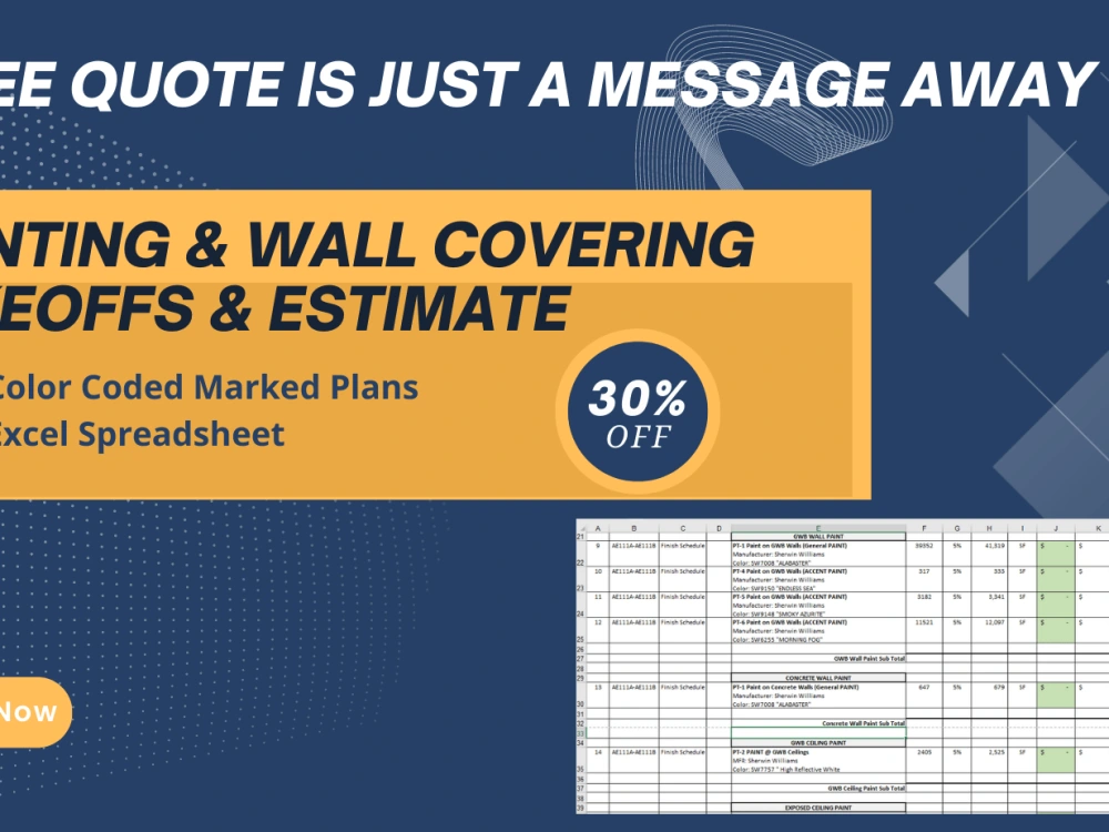 A detailed painting and wall covering takeoff and estimate | Upwork