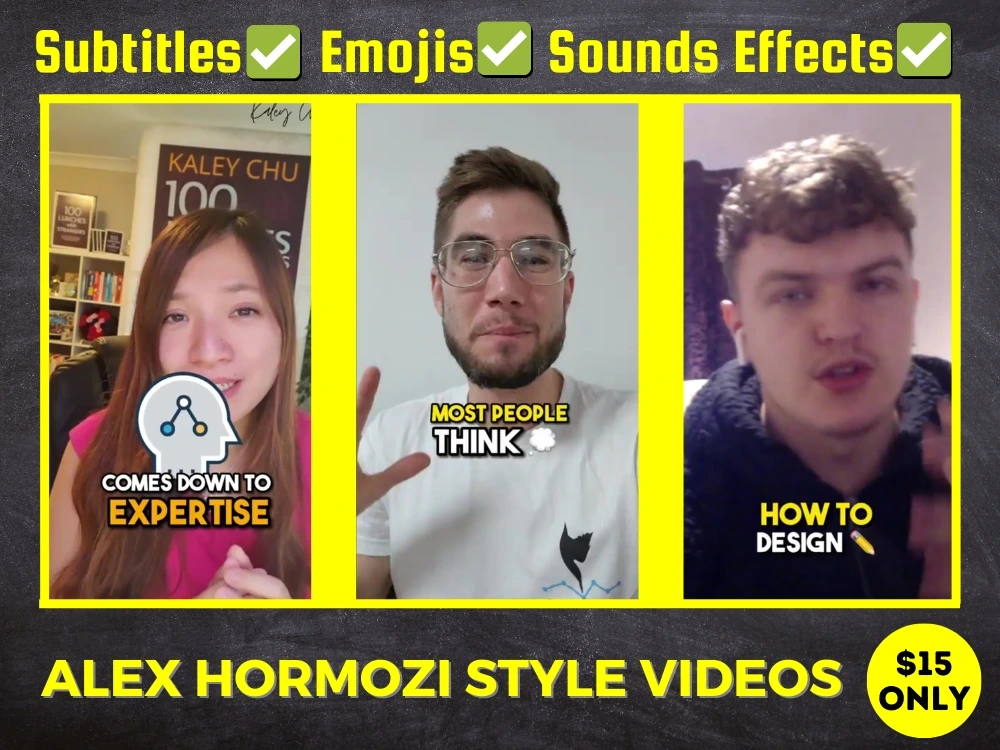 Alex Hormozi Style Viral Captions Instagram Reels Tiktok Youtube