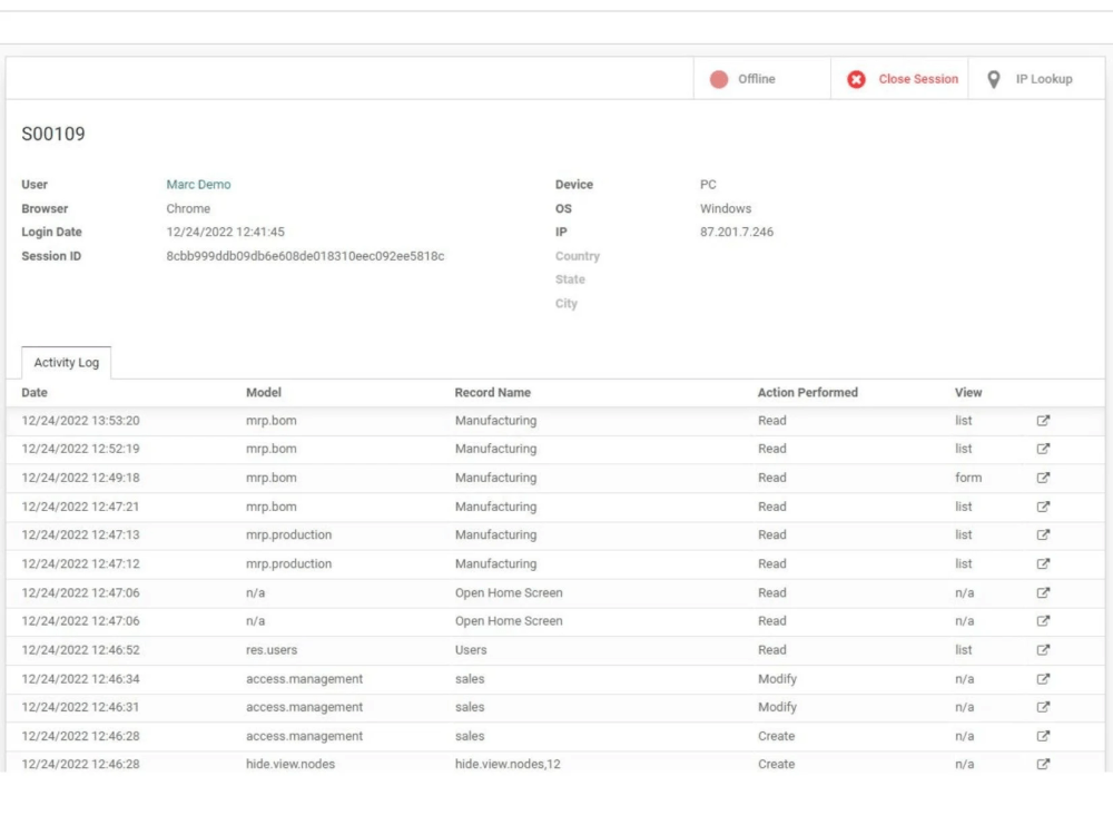 Advanced User Audit Odoo app to track every User's activities. | Upwork