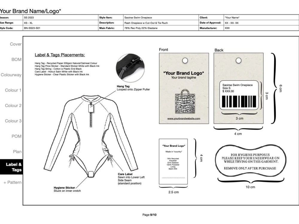 A complete Tech Pack from my manufacturing experience. | Upwork