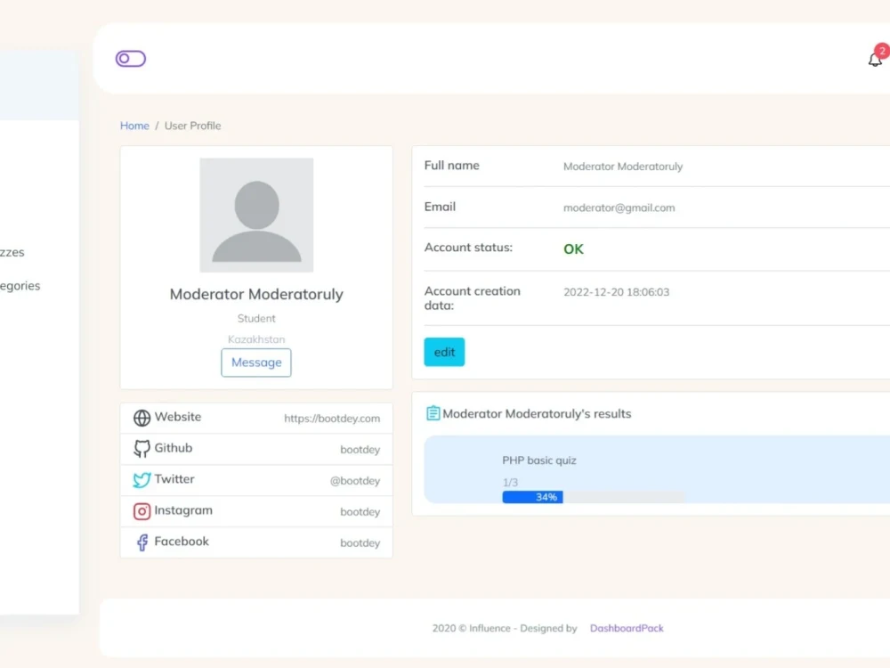 Quiz (exam) project written Laravel framework (PHP) , PostgreSQL and more. | Upwork