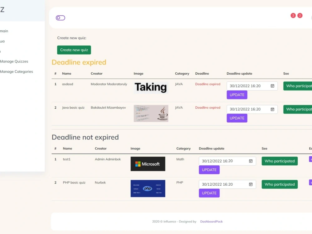 Quiz (exam) project written Laravel framework (PHP) , PostgreSQL and more. | Upwork