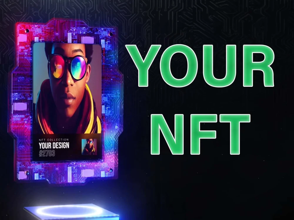 A personalized 2D floating NFT Unique Card featuring your logo/design ...
