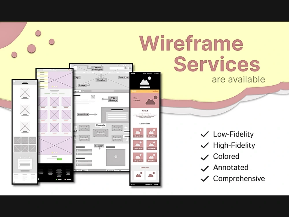 Low and high fidelity wireframe designs for your web and app | Upwork