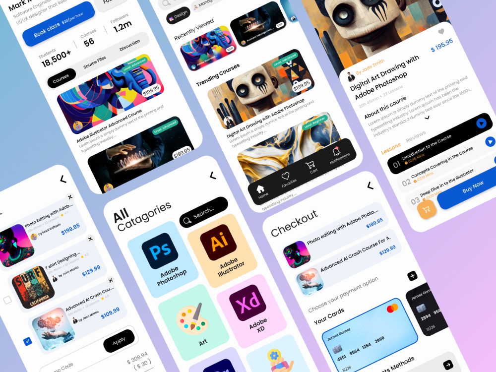 Eye-catching mobile app UI UX in figma, Adobe XD | Upwork