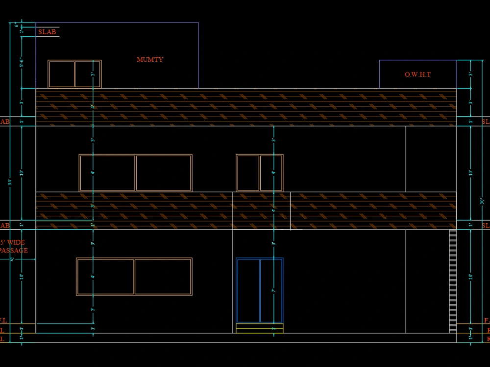 A 2D plan of house with working drawings, sections and elevations. | Upwork