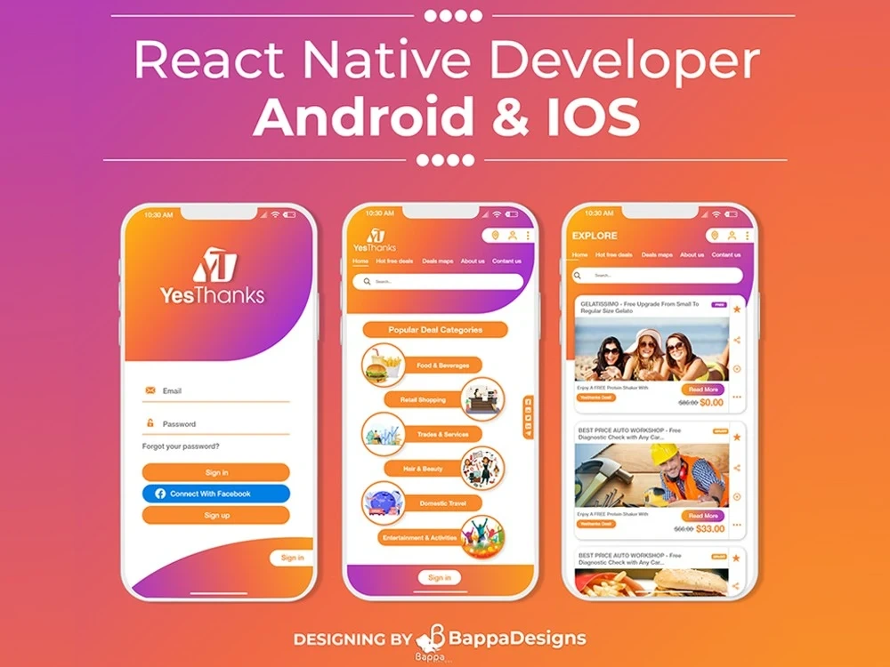 Application design and development for Android & iOS in React Native | Upwork
