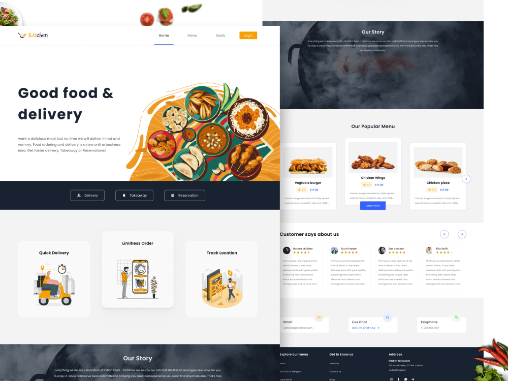 Responsive food delivery and restaurant website UI UX design | Upwork