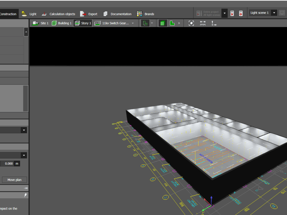 A lighting design in Dialux photometeric plan foot candles lux ...