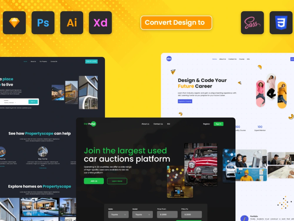Converted design to HTML and CSS | Upwork