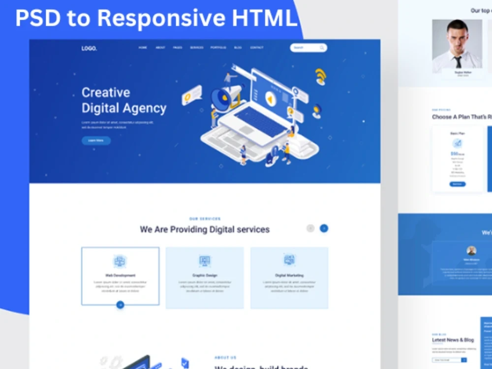 Figma, PSD, XD, AI, Sketch, Zeplin, Invision, PDF to HTML, CSS, Bootstrap 5 | Upwork