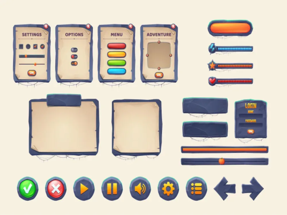 Stunning game UI, icons, buttons, menus for 2d, 3d game | Upwork