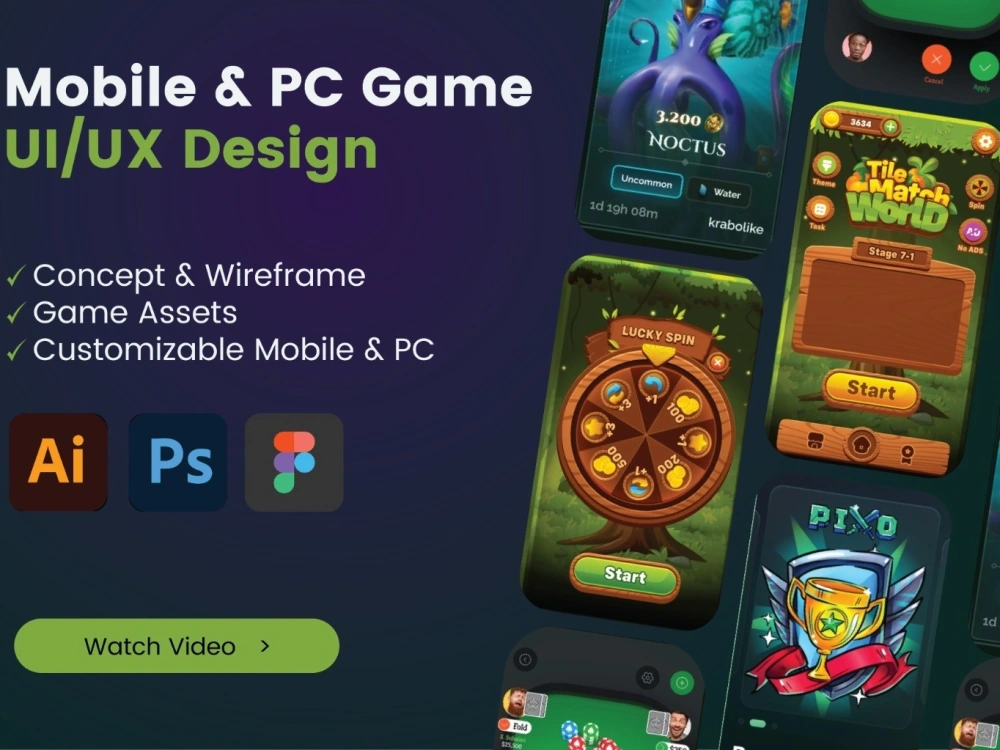 Stunning game UI, icons, buttons, menus for 2d, 3d game | Upwork
