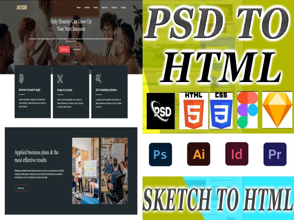 HTML, CSS, and Bootstrap responsive design from PSD/PDF/Figma/Xd | Upwork