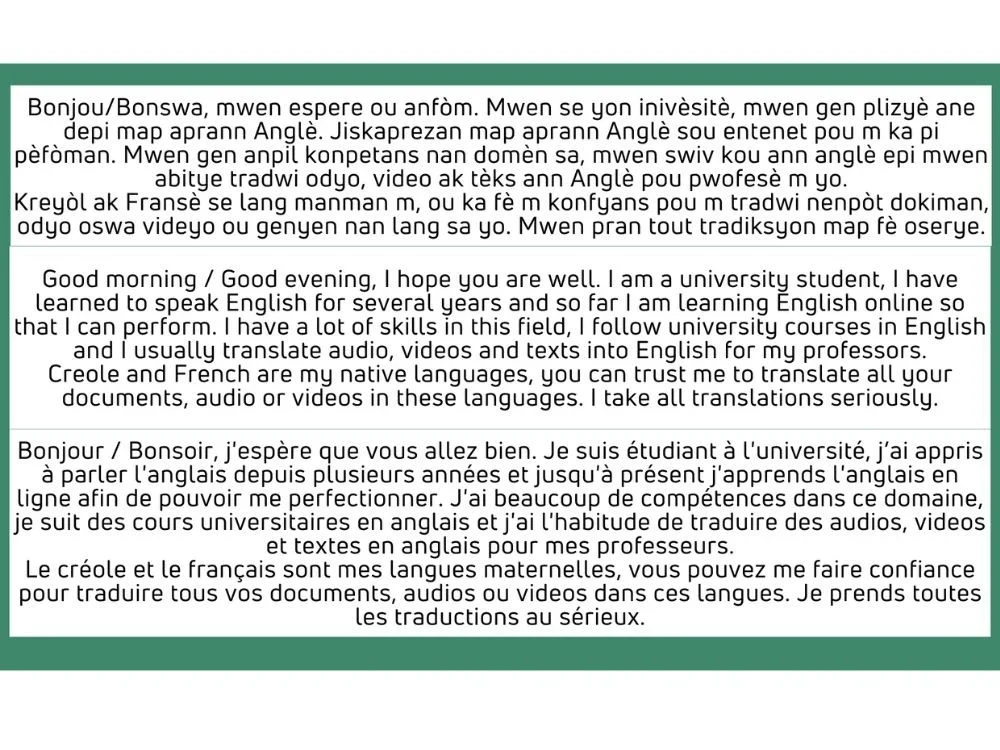 Professional Haitian Creole translation | Upwork