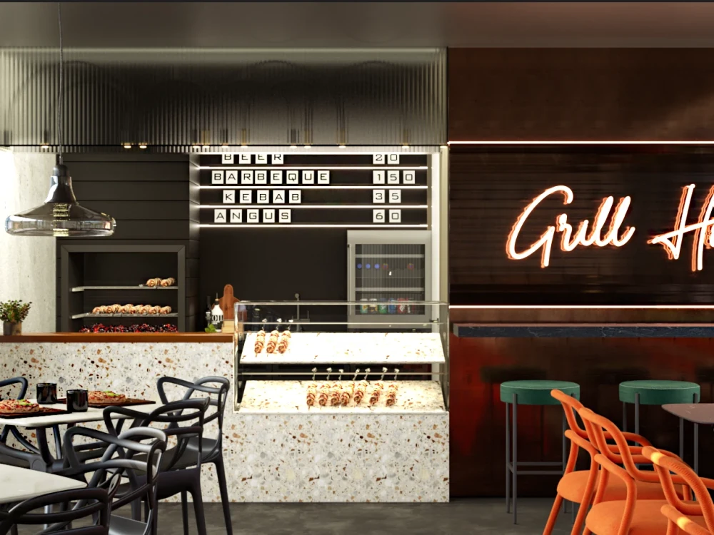 An Interior and Exterior design of a stylish Grill Bar | Upwork