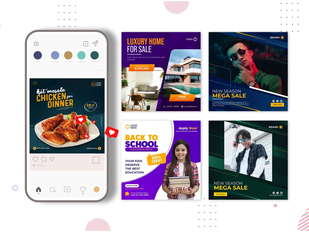 30 social media, facebook, instagram posts or banners design | Upwork