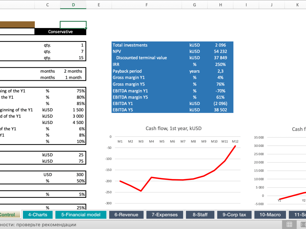 A financial model with cash flow projection and company valuation | Upwork