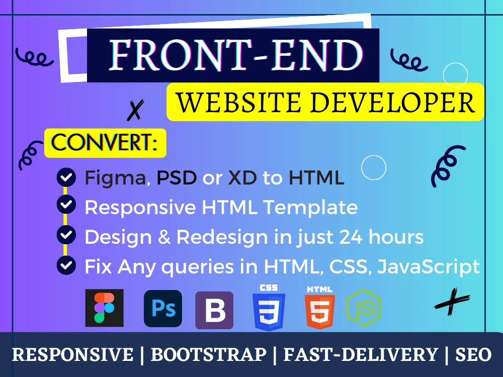 Psd to html figma to html responsive website xd sketch html css bootstrap | Upwork