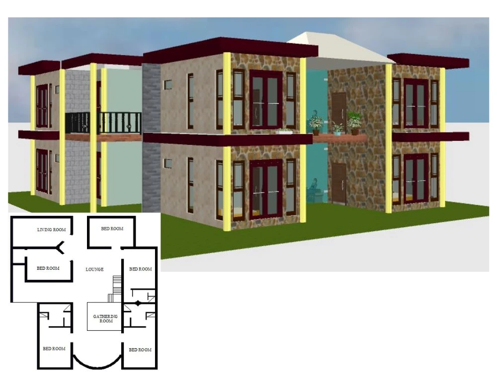 3D Ground Floor Plan and Elevation View | Upwork