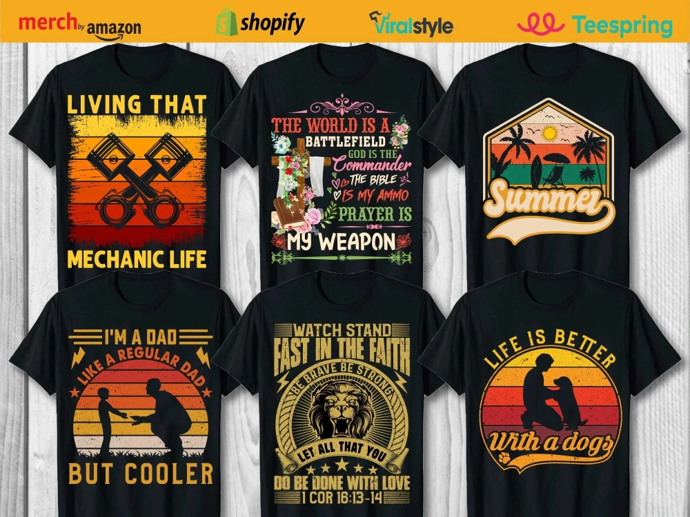 Custom T-shirt Design Vintage Retro and Bulk T-shirts Design | Upwork