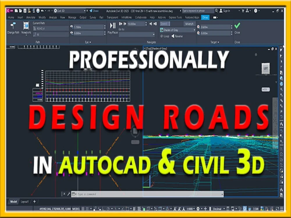 Professionally designed road alignment profile, surface in autocad ...