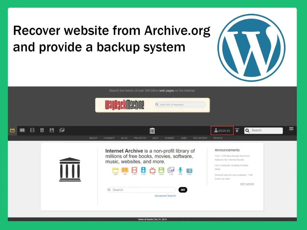 A wordpress website recover from archive.org | Upwork
