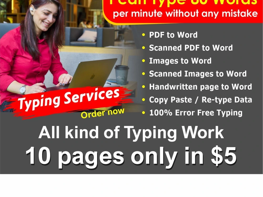 Fast typing work, retyping scanned documents, data entry work | Upwork