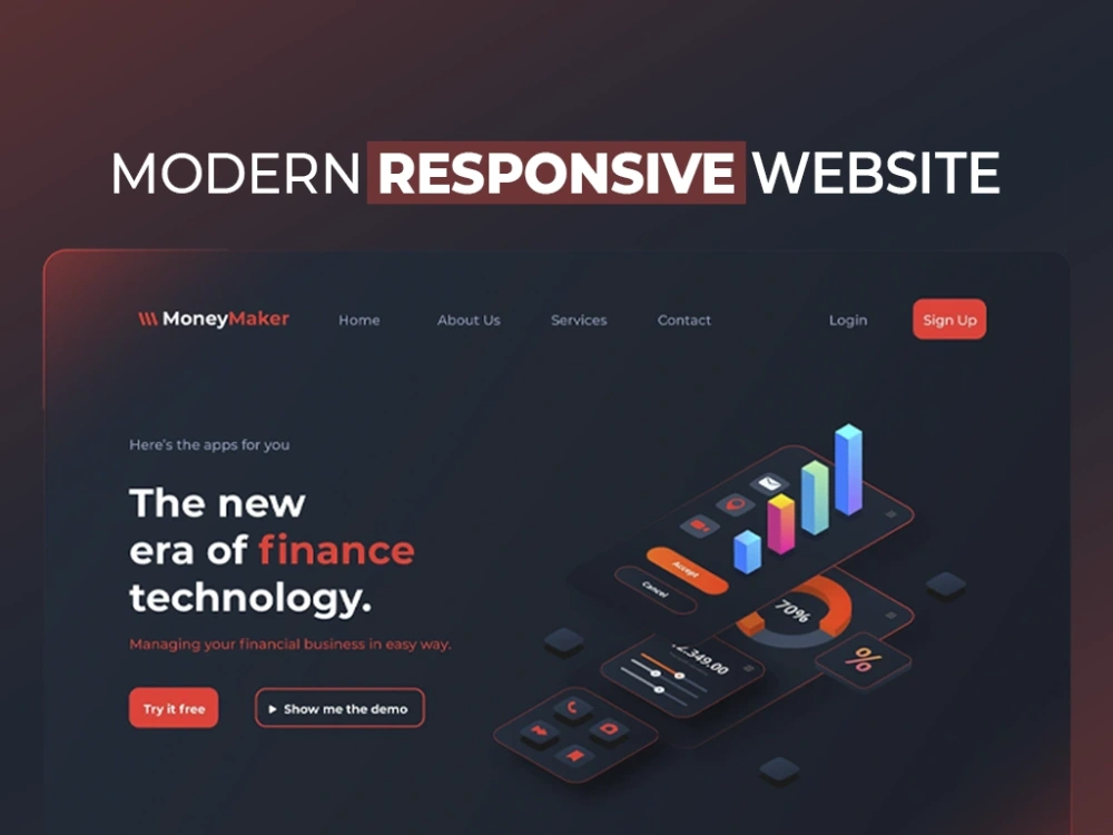 An amazing business website in html, css, bootstrap, react js and next ...