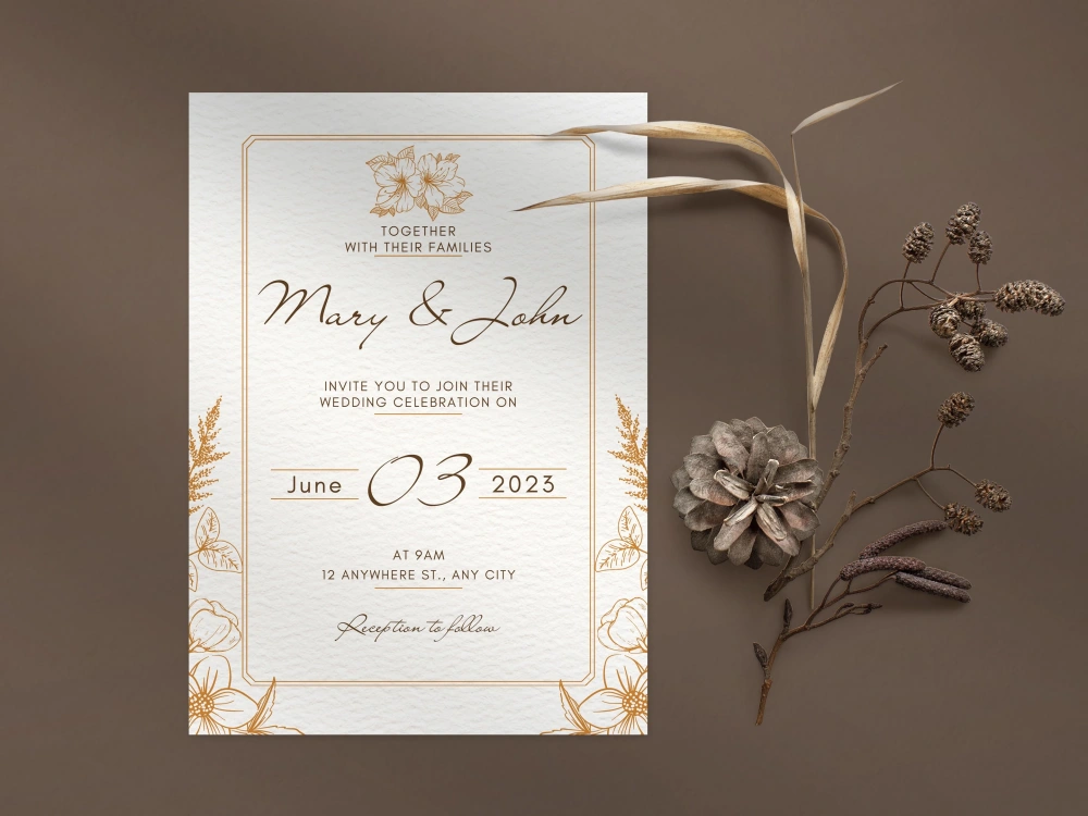 A beautiful and elegant, nature-themed wedding invitation design | Upwork