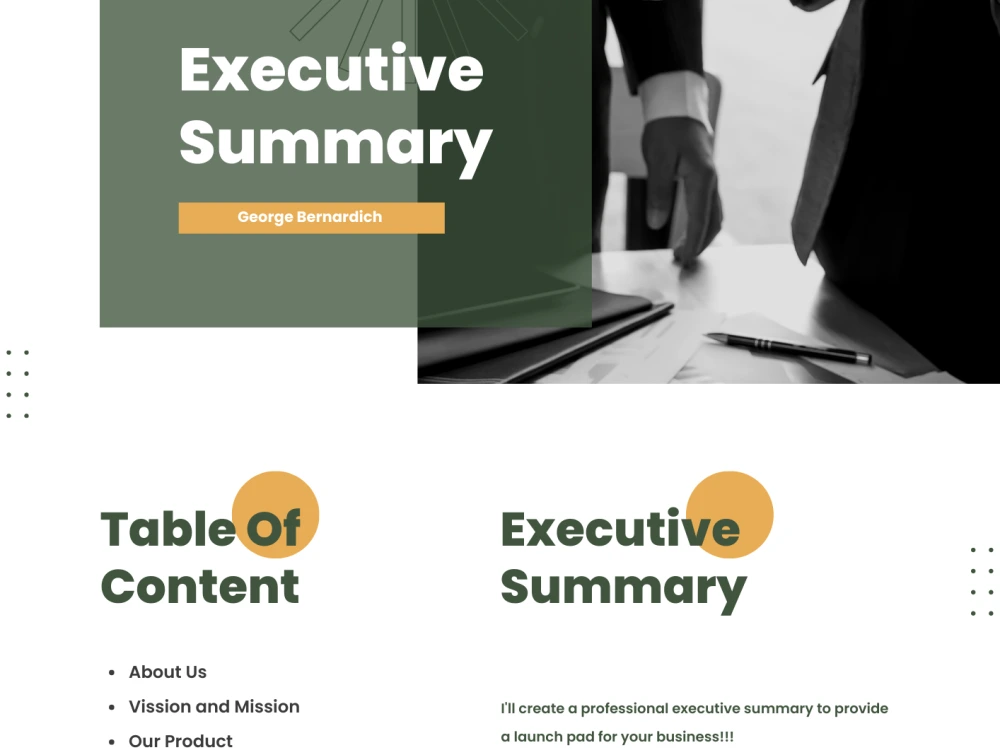 A Basic Executive Summary for a start-up and/or active business | Upwork
