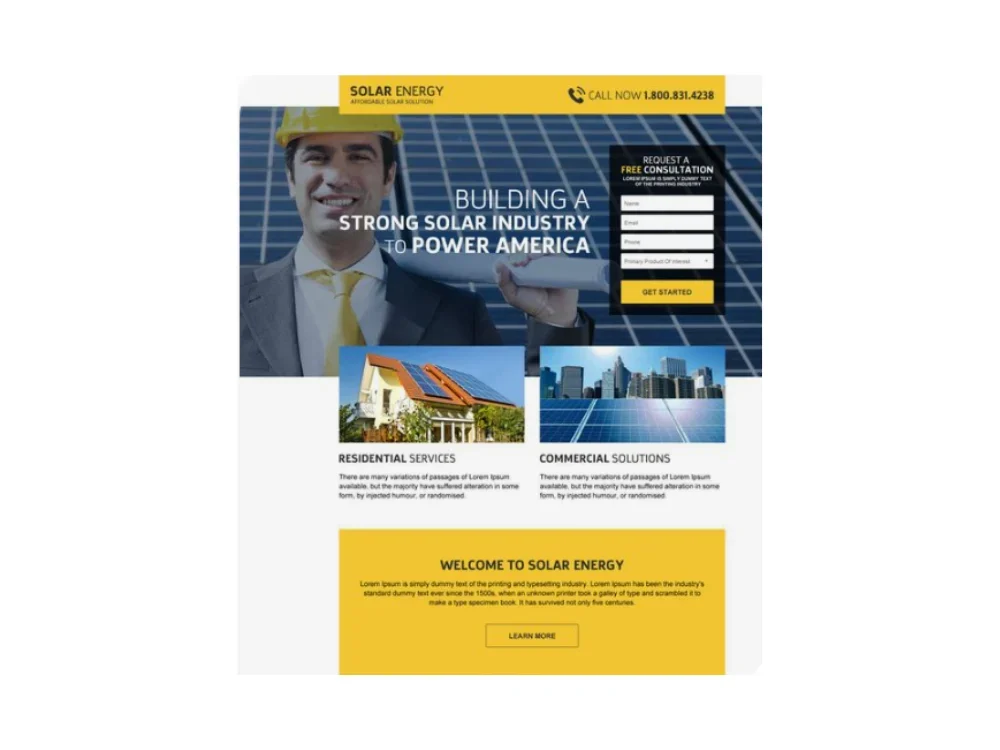 Lead capture Solar Panel Landing Page Design for Your Solar Website ...