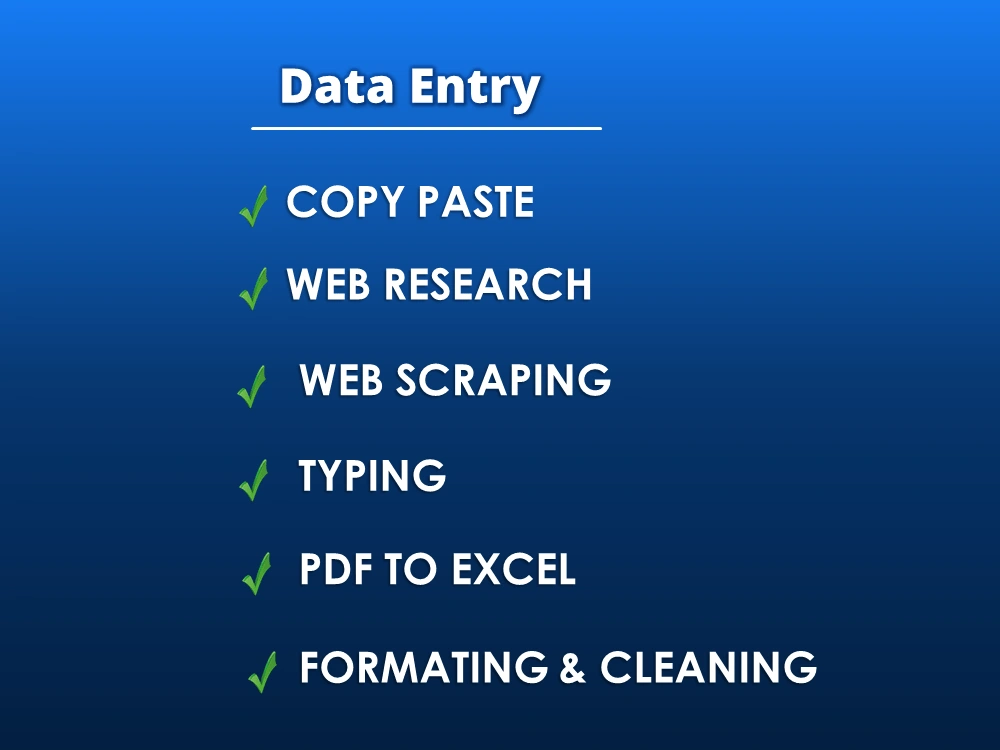 Data entry, web scraping, typing, copy paste, web research, pdf to excel | Upwork