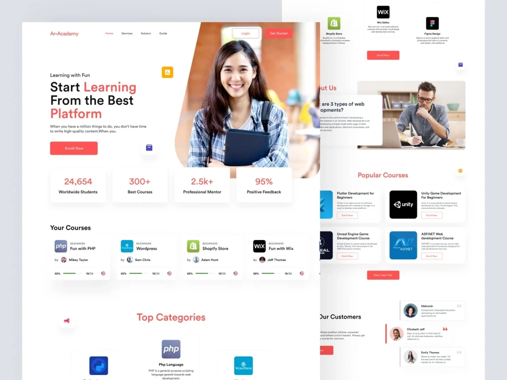 Eye-catching UI design, user-friendly landing page with UI/UX design ...
