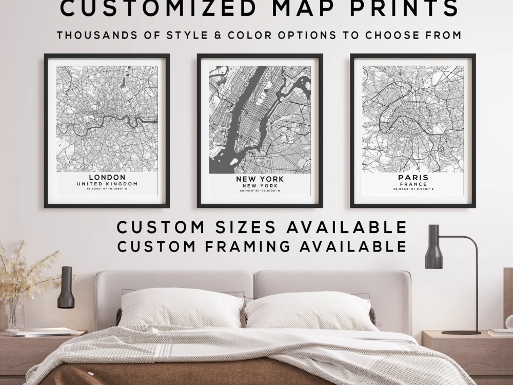 A trendy, stylish map design for your custom area or city with Lat and ...