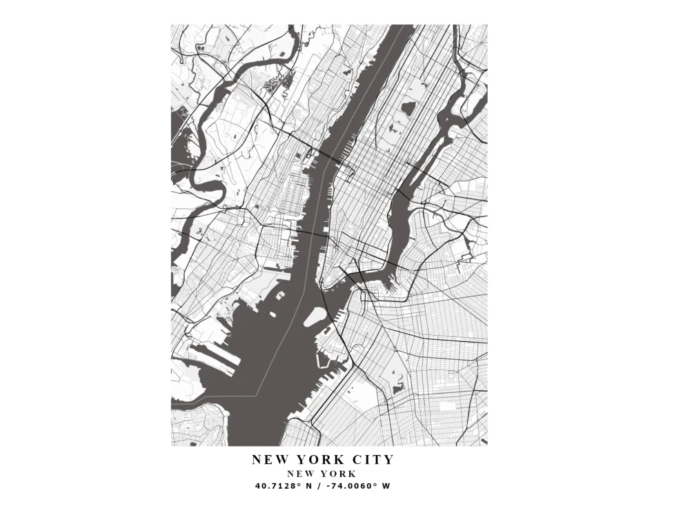 A trendy, stylish map design for your custom area or city with Lat and ...