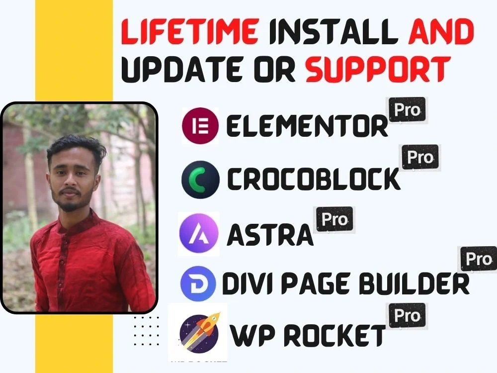 Install Elementor pro, Astra pro, Crocoblock, wp rocket original & update | Upwork