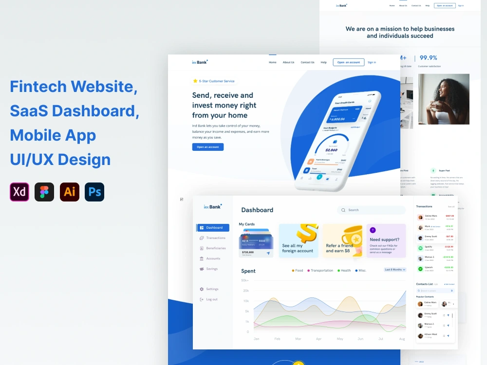 Fintech website and mobile app UI UX design | SaaS Dashboard | Upwork