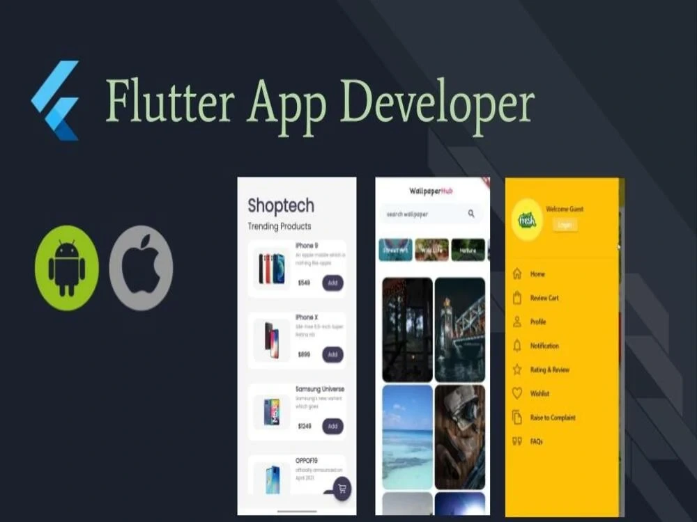 An android and ios app using flutter | Upwork
