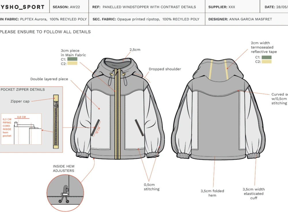Extremely detailed Tech. Pack ready for manufacturing | Upwork