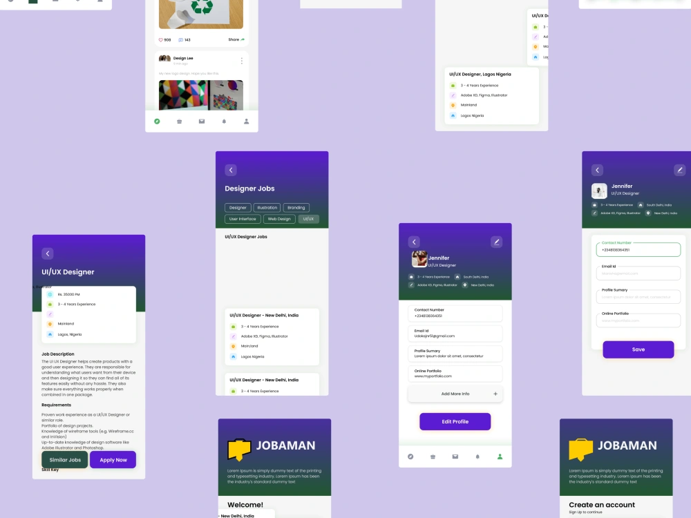 A professional mobile app design for your JobHub application online ...