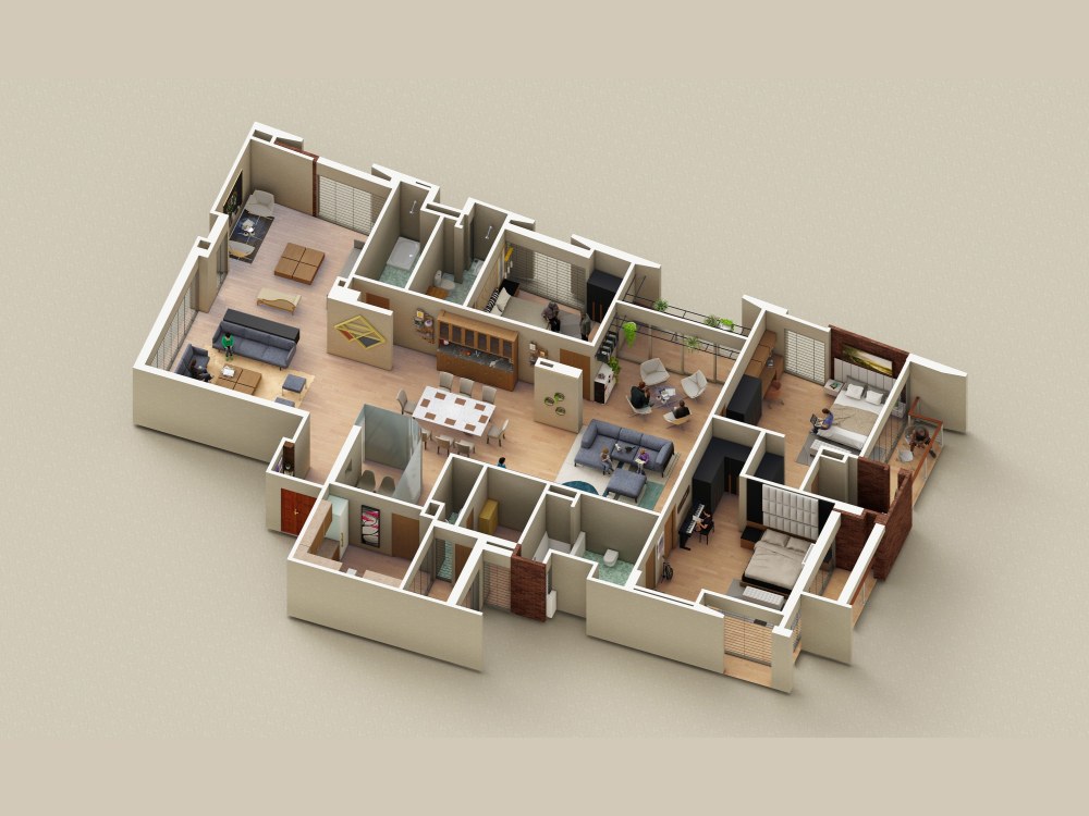 Isometric floor plan 3d rendering of residential or office interior ...
