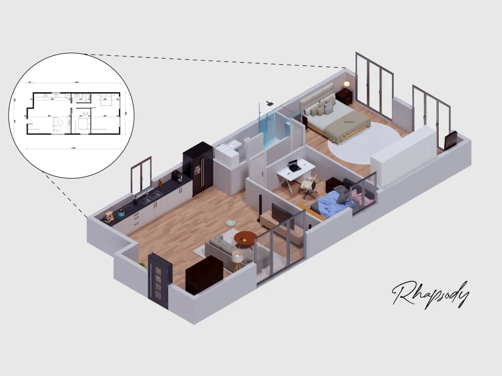 Isometric 3d renderings of your floor plan | Upwork