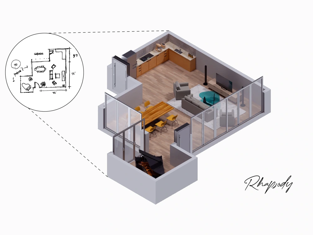 Isometric 3d renderings of your floor plan | Upwork