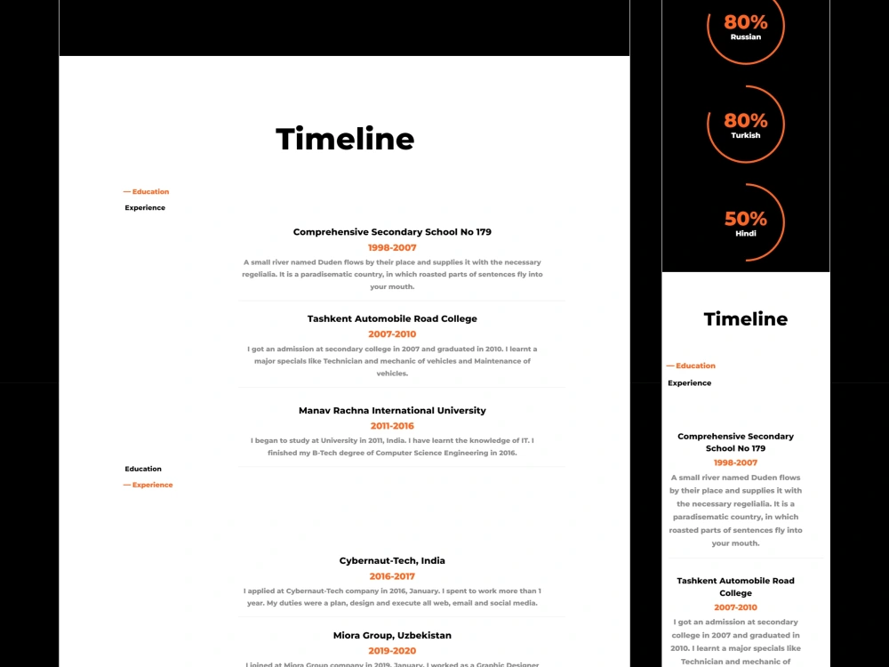 Portfolio responsive website template | HTML | CSS | Javascript | Upwork