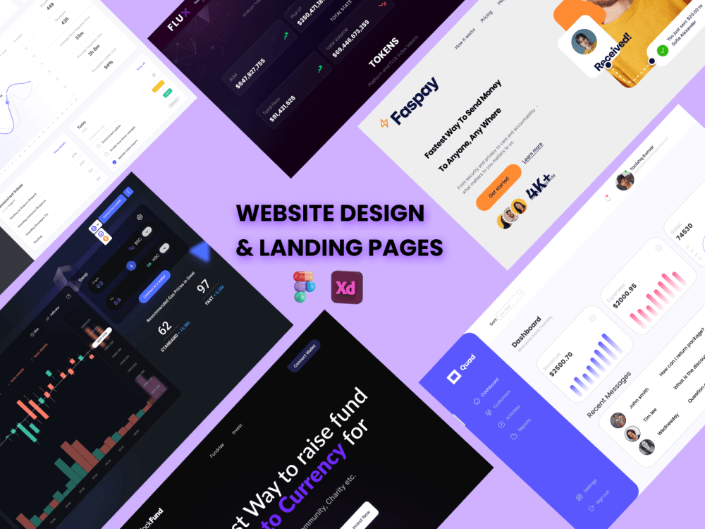 Creative mobile and web apps landing pages using figma adobe xd | Upwork