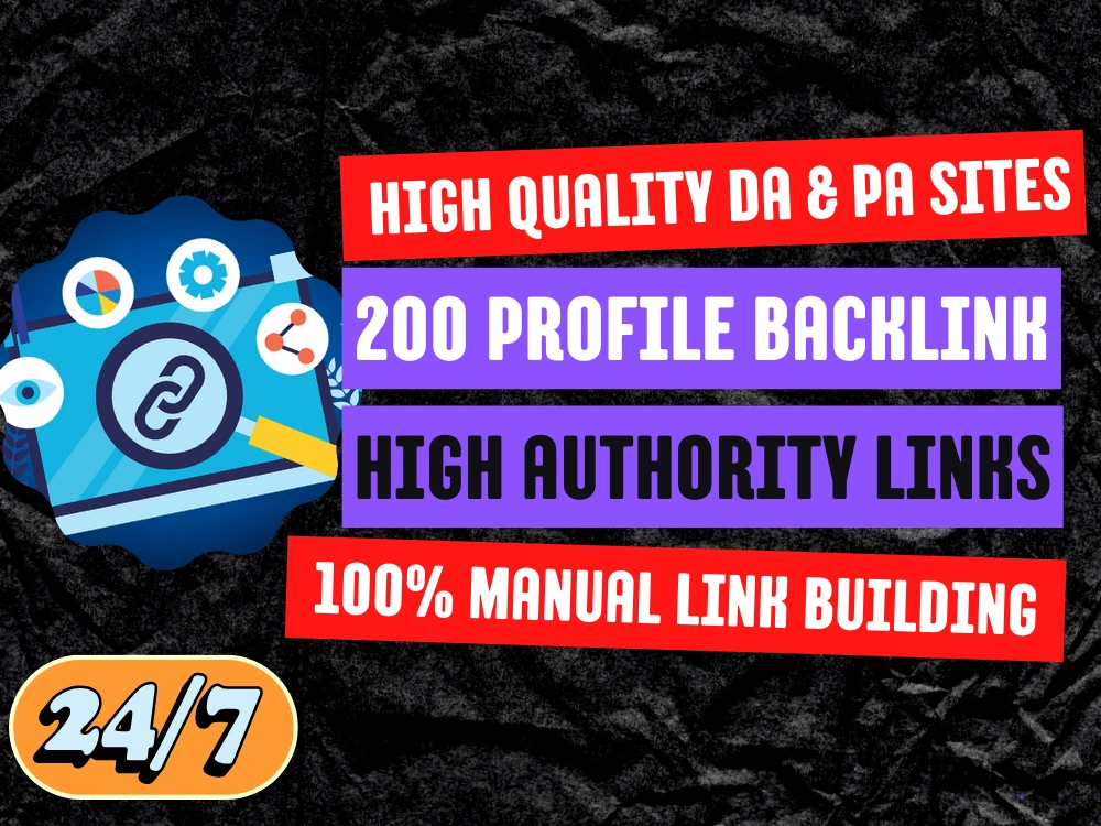 200 Profile Backlinks with High DA, Manual work to Rank on Websites ...