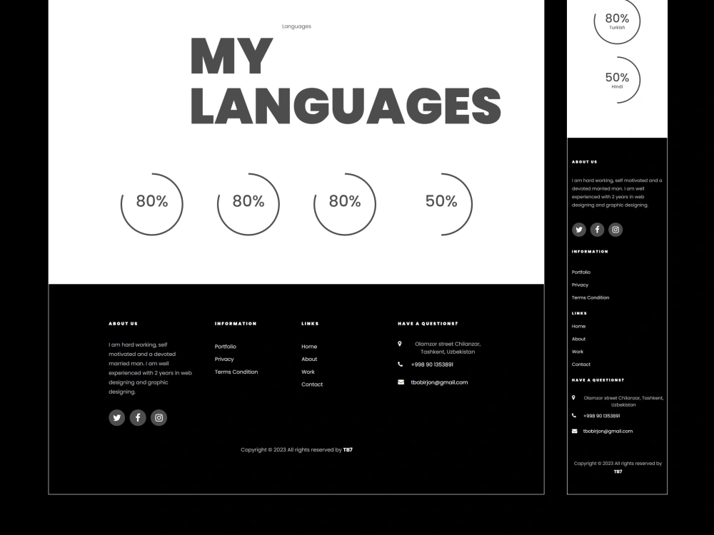 Responsive Portfolio Website Template Html Css Javascript Upwork