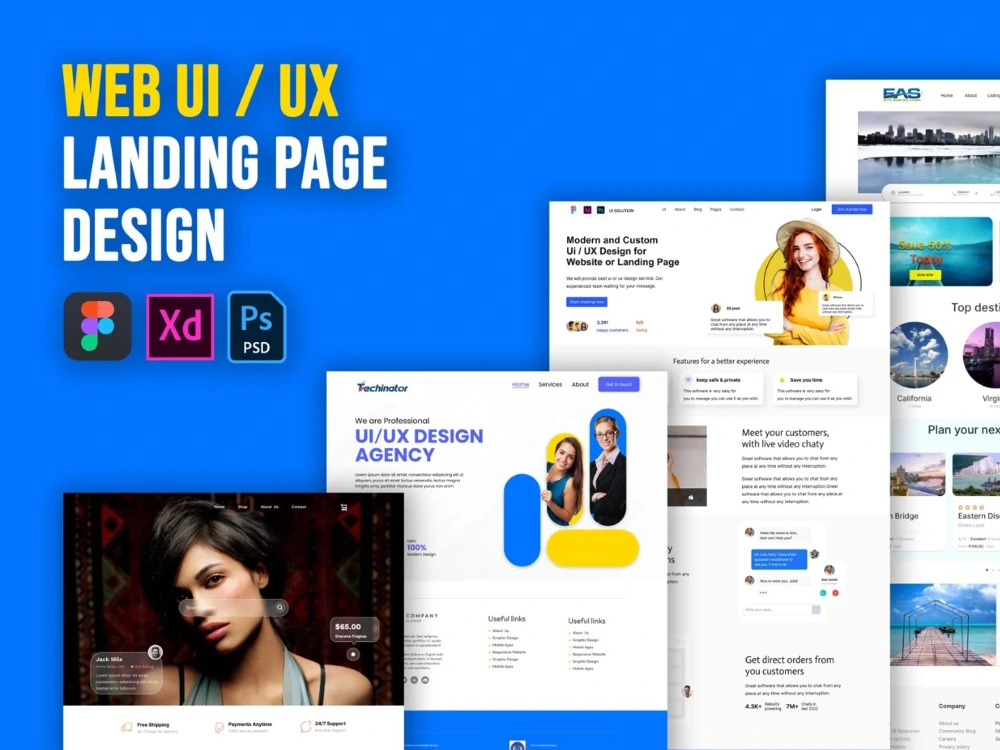 Trendy UI UX design for a website or landing page | Upwork